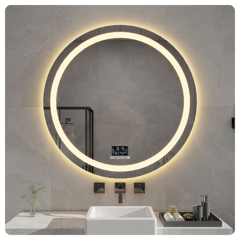 Modern Round Led Light Mirror Wall Mounted Touch Screen Smart Mirror ...