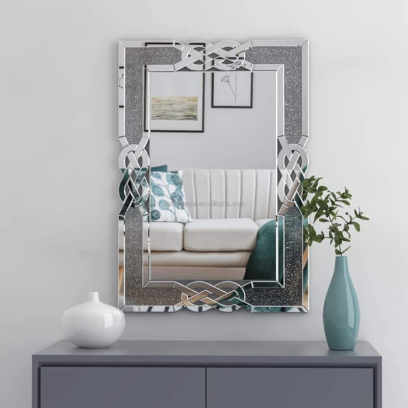 New Twinkle Crushed Diamond Crystal All Glass Bevel Mdf Handmade Living ...